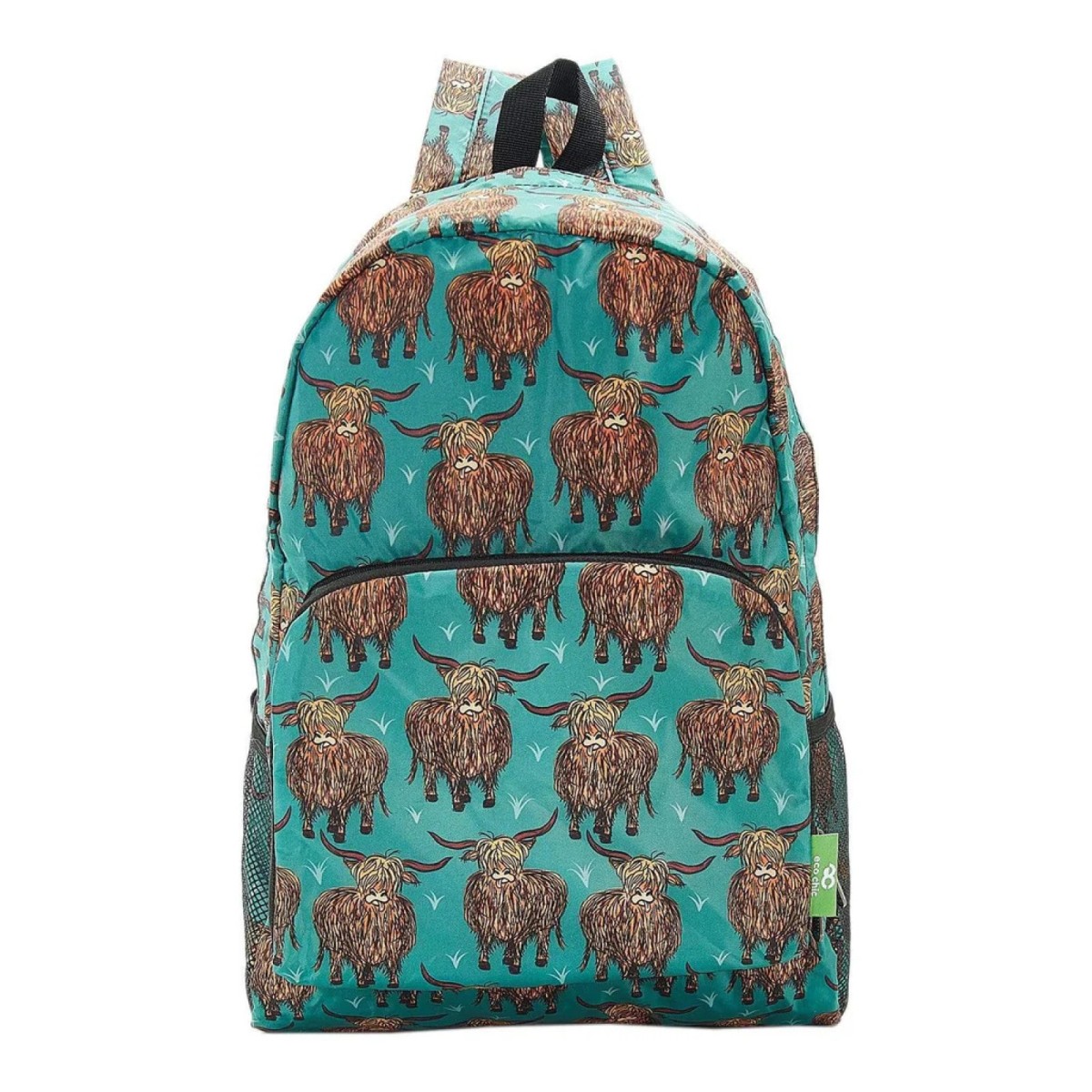 Eco Chic Lightweight Foldable Backpack - Highland Cow Teal - Flagship ...