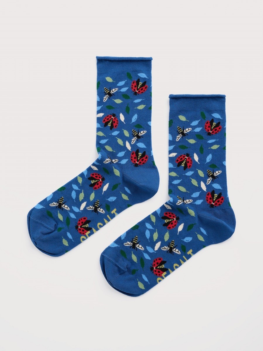 Seasalt Women's Arty Organic Cotton Socks - Leaf Lines Dark Voyage ...